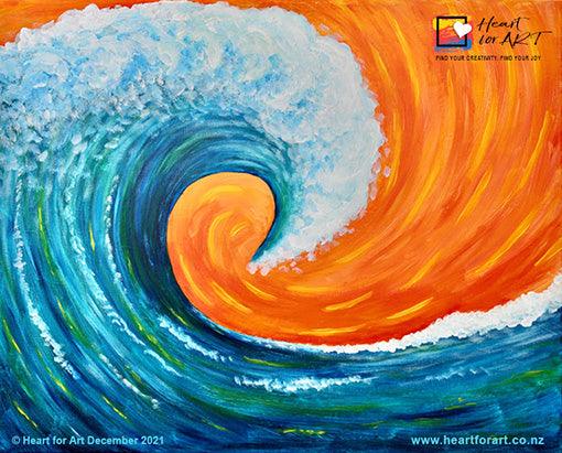 SUNSET WAVE Painting Tutorial I Heart for Art